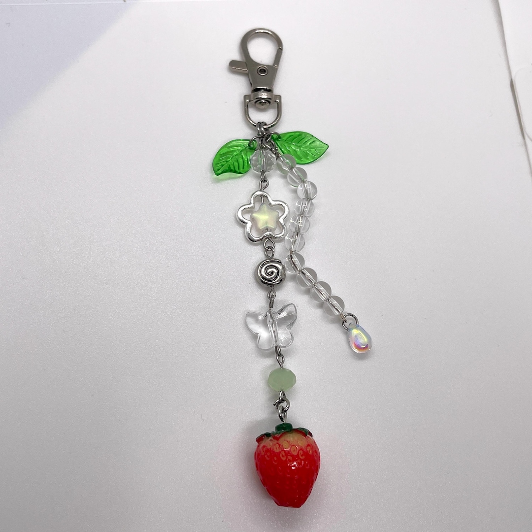 Cute Beaded Strawberry Keychain/keyring - Etsy