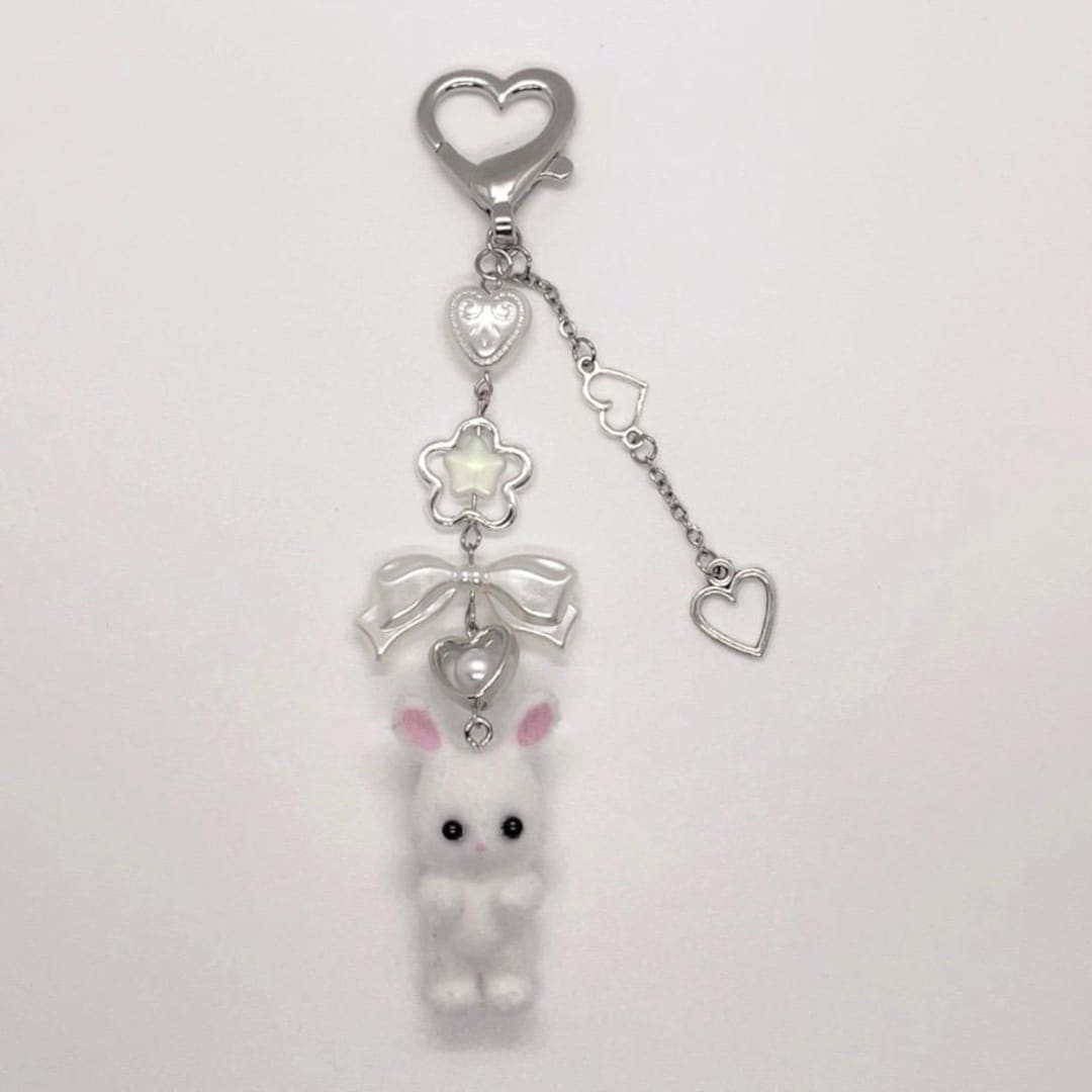 Cute Coquette Bunny Beaded Keychain/keyring - Etsy