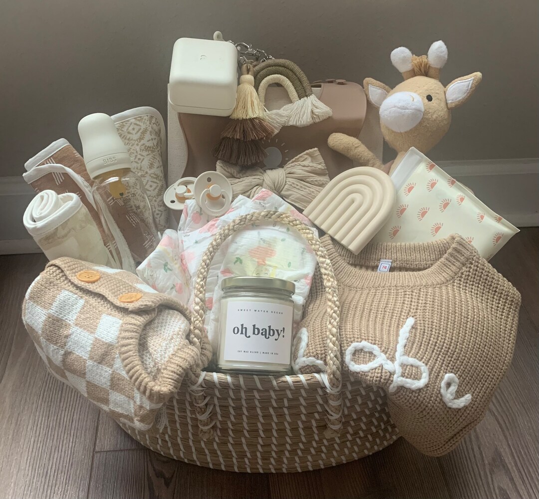 Welcome Baby Basket New Born Baby Basket Baby Shower Basket Baby Gift ...