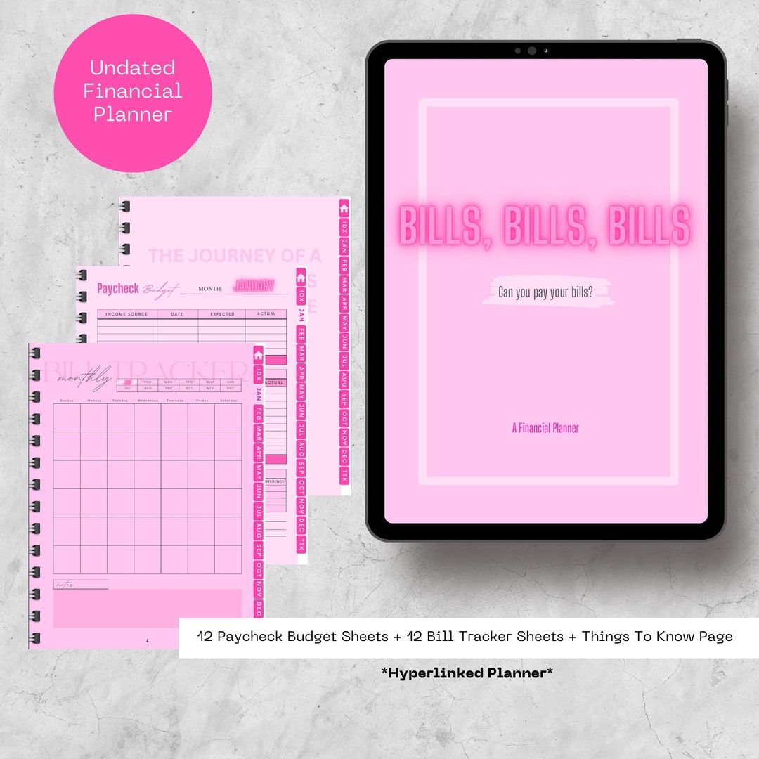 Undated Bills, Bills, Bills Digital Financial Planner (bill Tracker ...