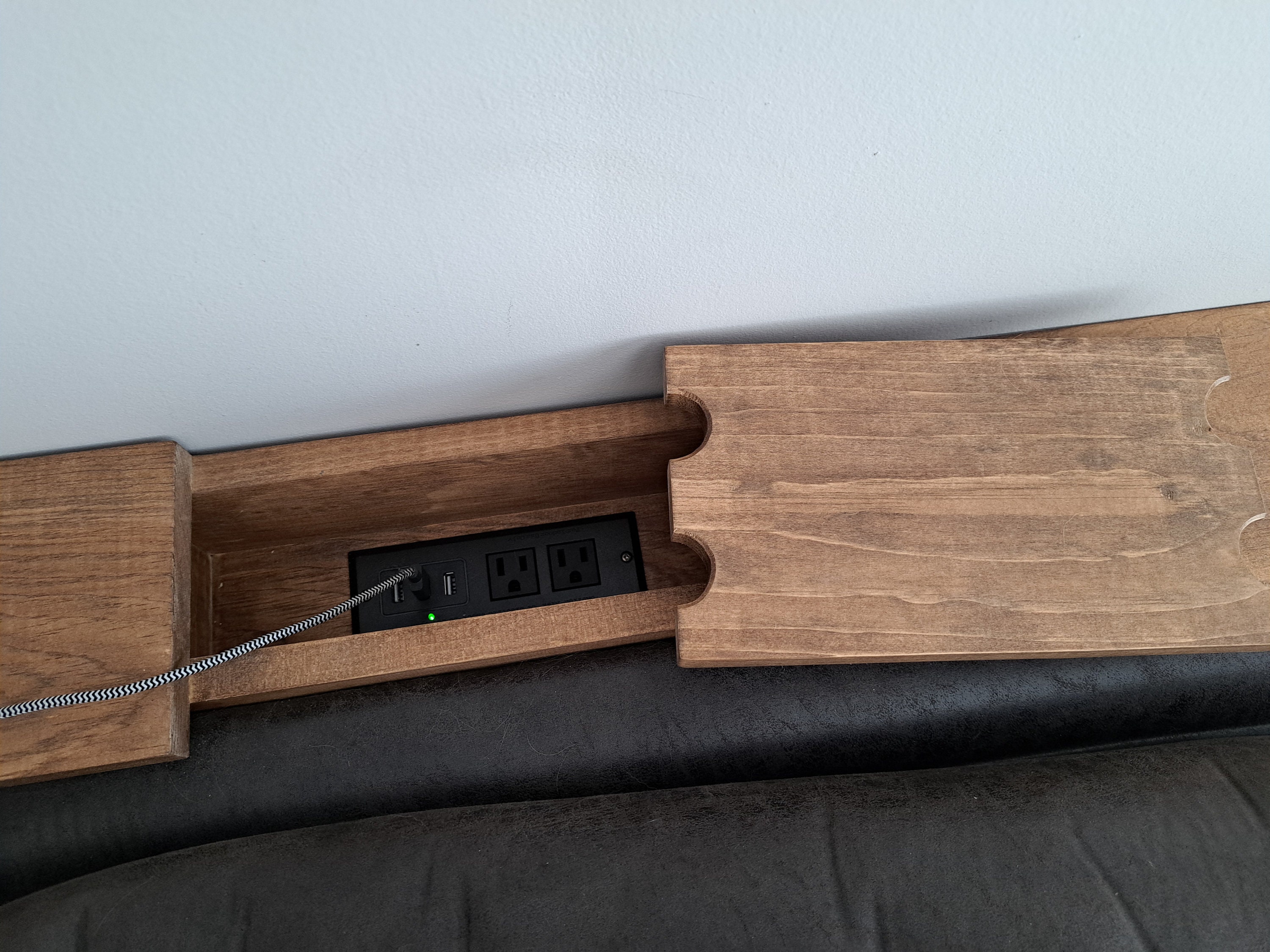 Behind Couch Table - DIY Plans | With Outlet and Cable Storage Location ...