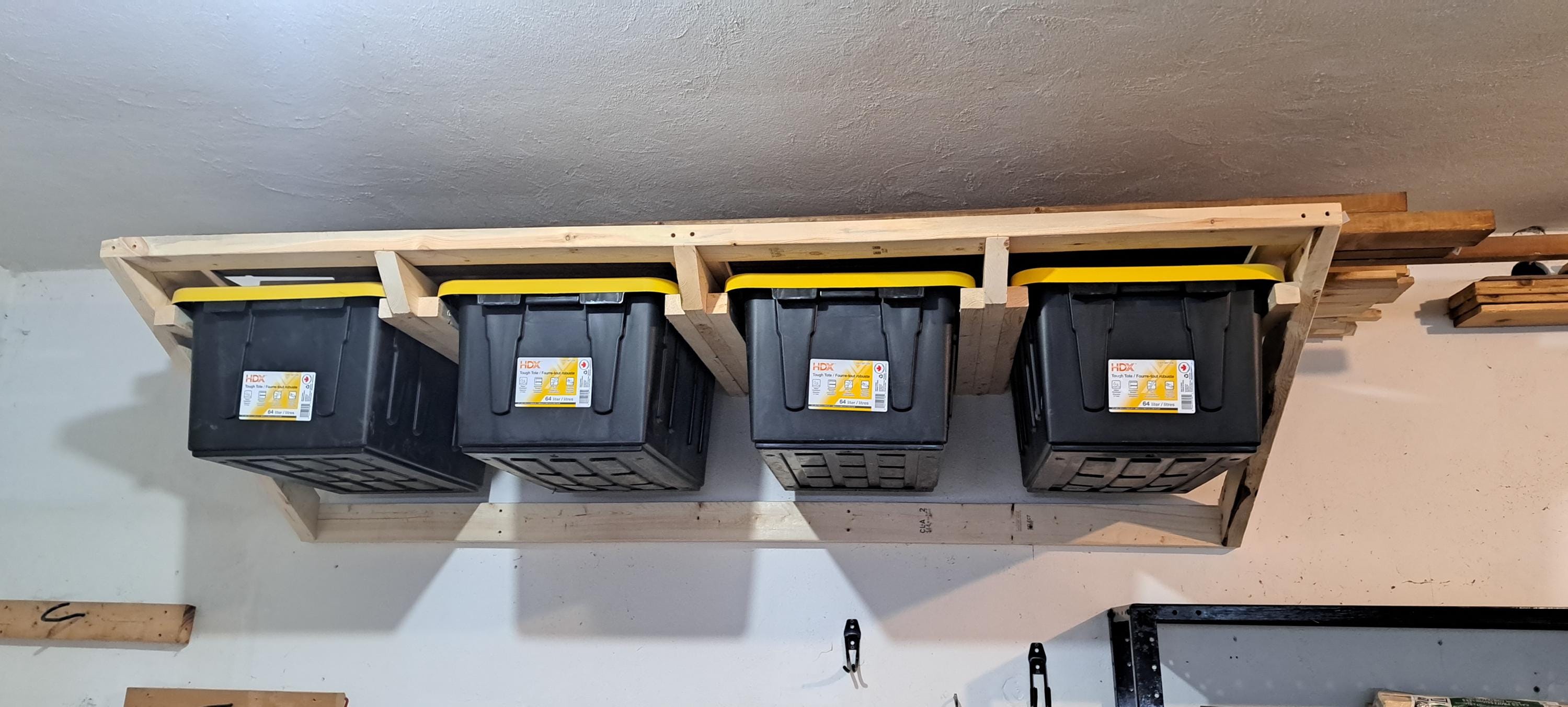 DIY Wall Tote Storage Rack Plans: Garage Organization (17 Gallon/ 64L ...