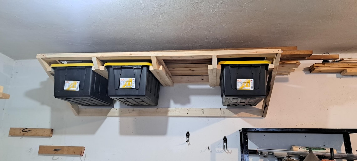 DIY Wall Tote Storage Rack Plans: Garage Organization (17 Gallon/ 64L ...
