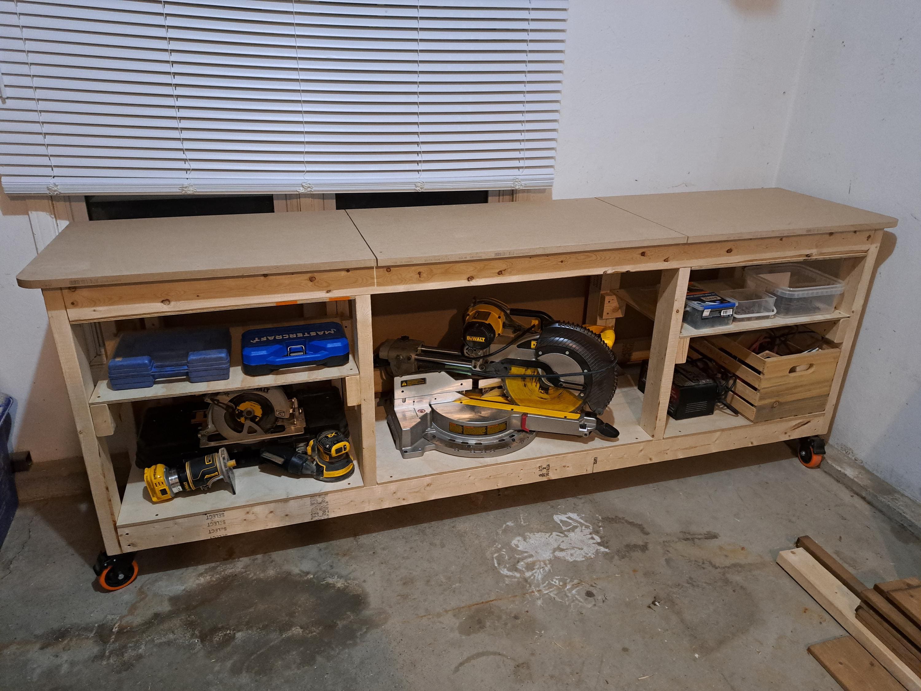 Folding Workbench DIY Plans | Hidden Storage | Transforming Work Table ...
