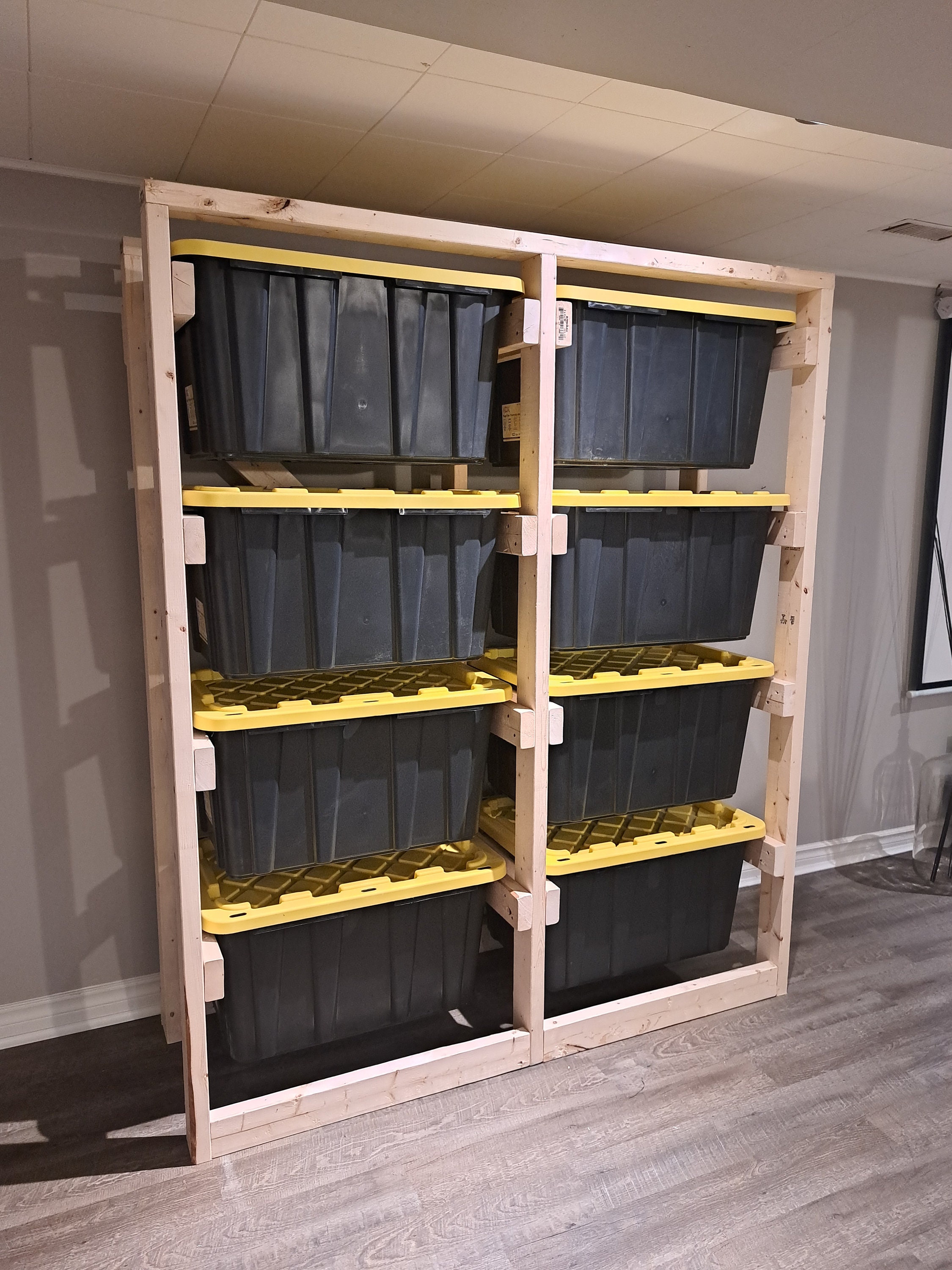 Tote Storage Rack DIY Plans 102L Totes Garage Organization Basement ...