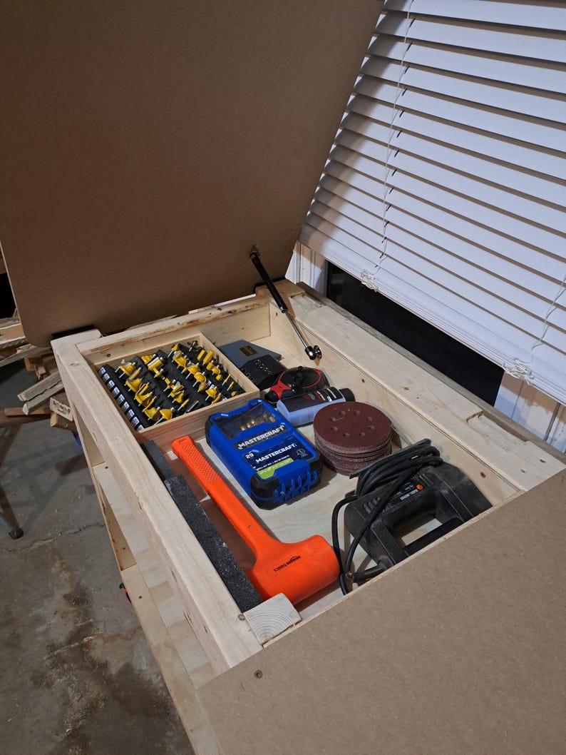 Folding Workbench DIY Plans | Hidden Storage | Transforming Work Table ...