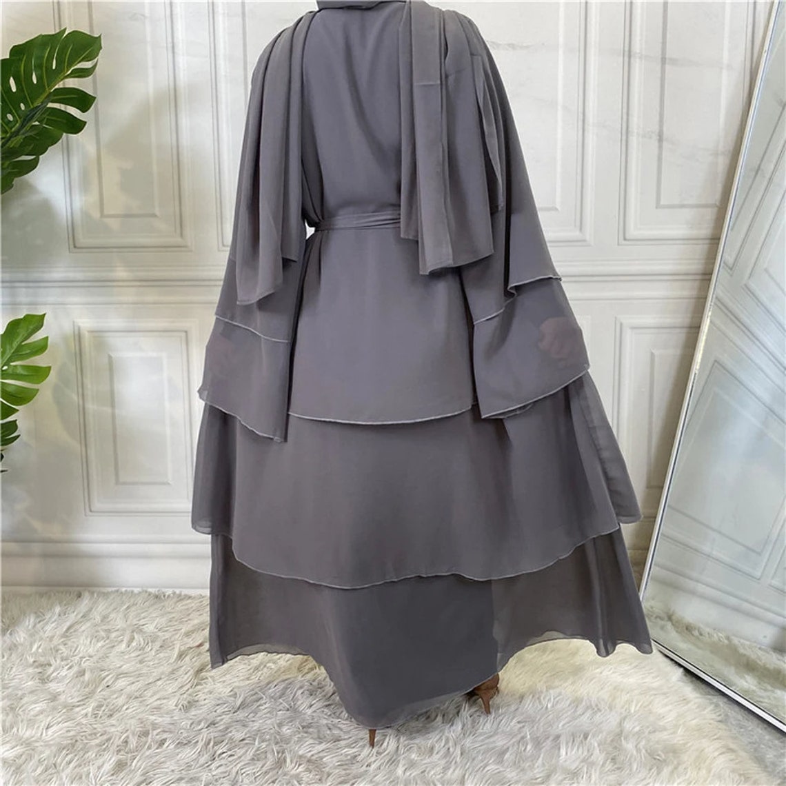 Chiffon Abaya Open Abaya Layered Women Kaftan Dubai Luxury Turkey ...
