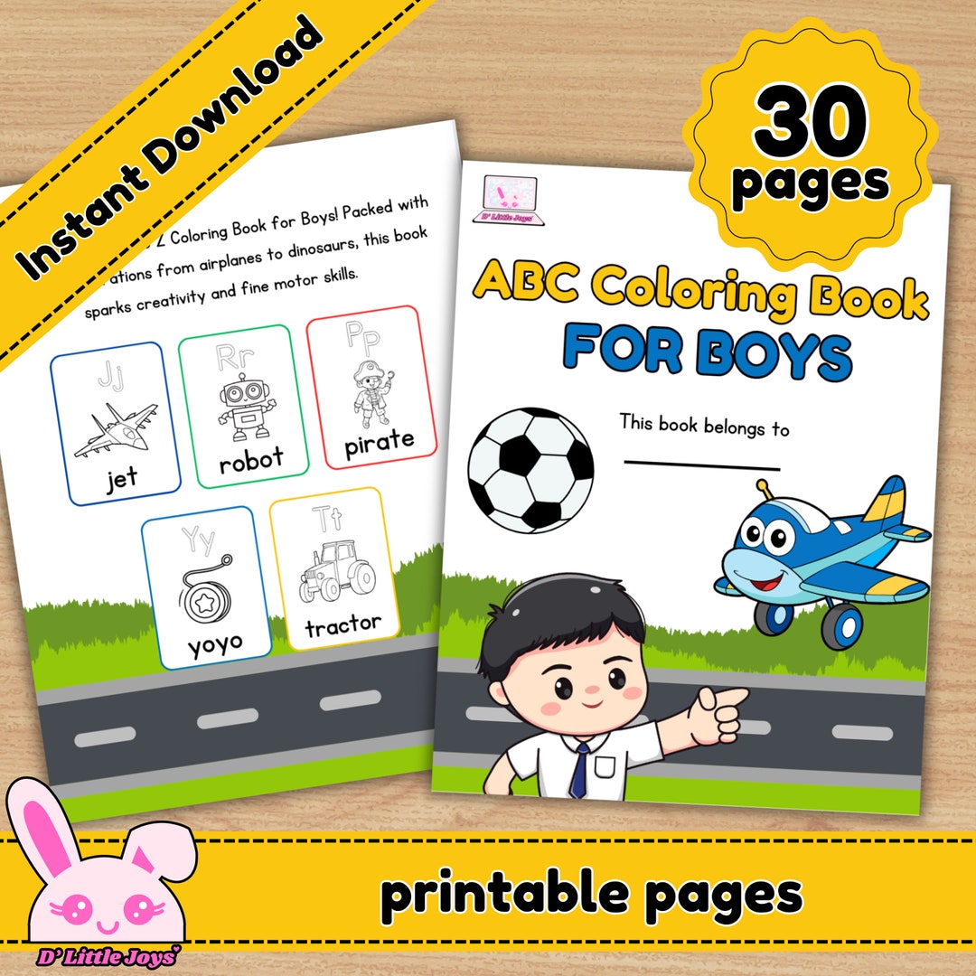 ABC Coloring Books for Boys, PDF Instant Download, Printable - Etsy
