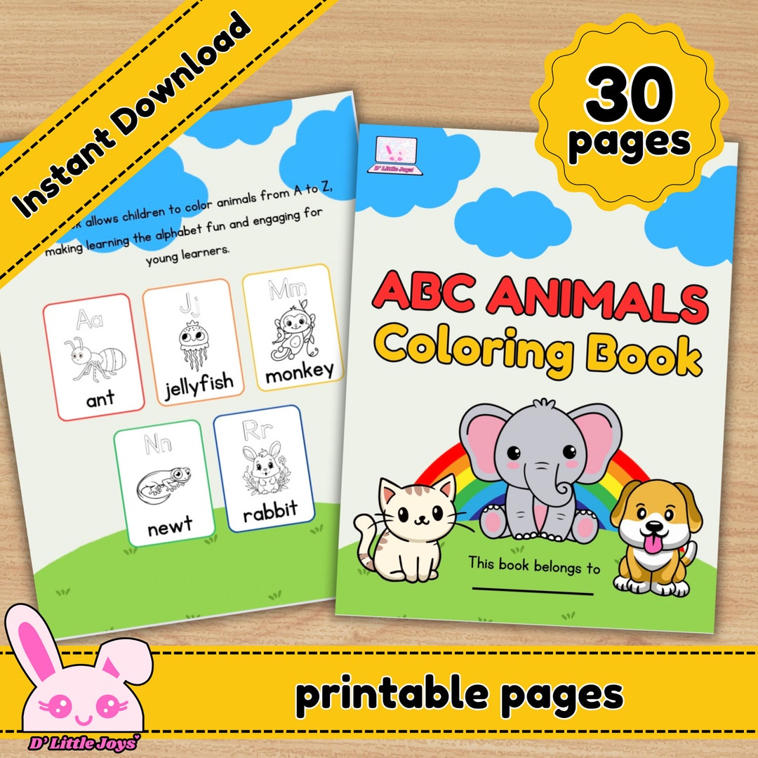 ABC Animals Coloring Books, PDF Printable, Instant Download - Etsy