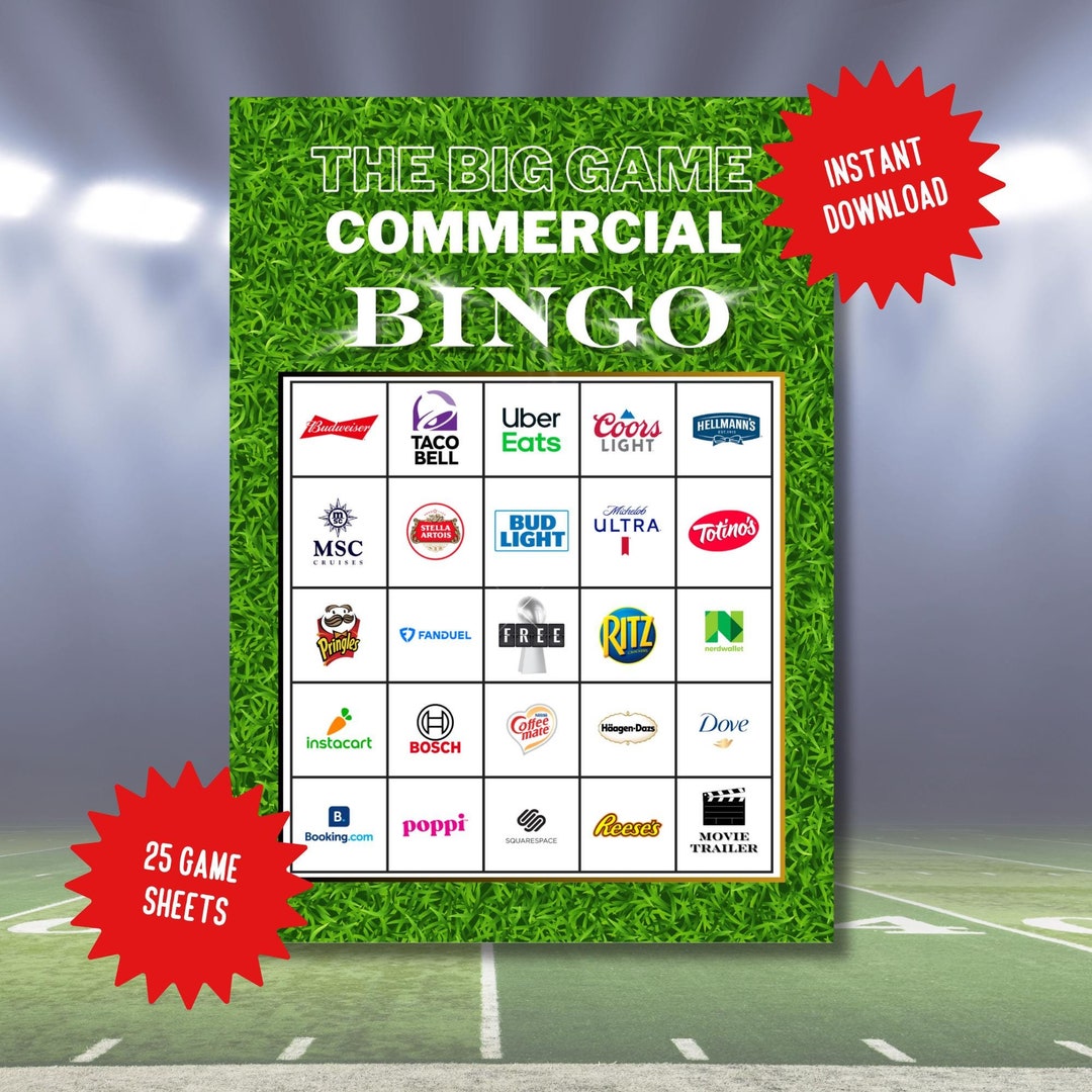 Super Commercial Bingo, the Big Game, Football Commercials, Family ...