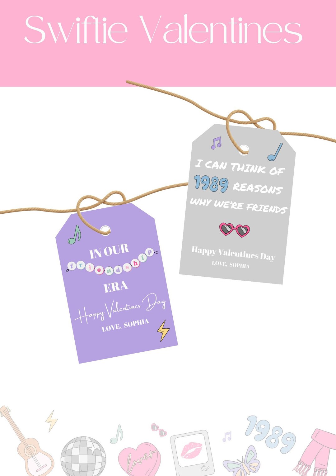 Taylor Swift Inspired Valentines Cards, Edit in Canva, Immediate ...