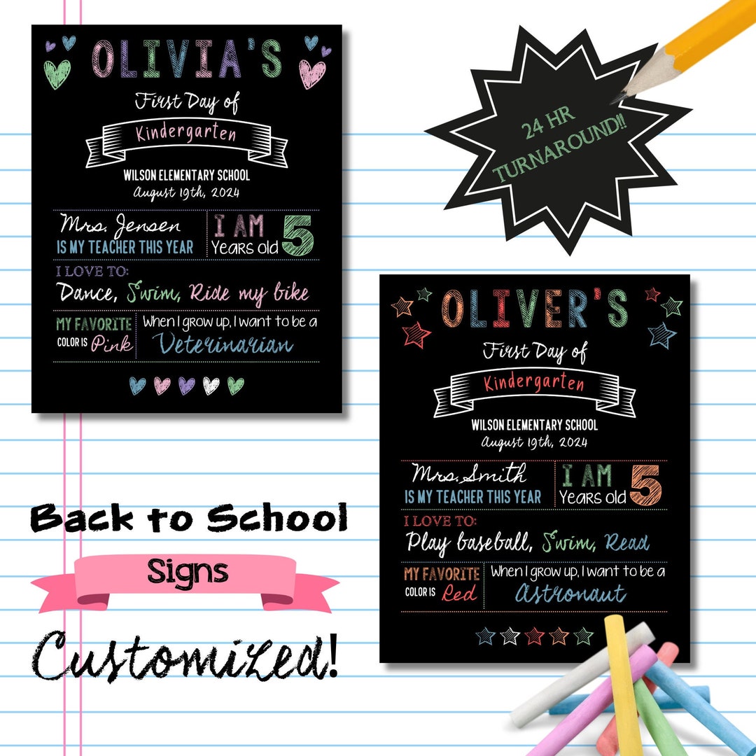 Custom First Day of School Chalkboard Sign (digital Download) - Etsy
