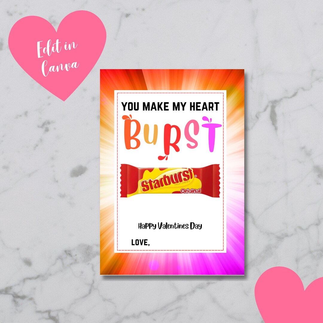 Starburst Valentines Day Card, You Make My Heart Burst, Custom ...