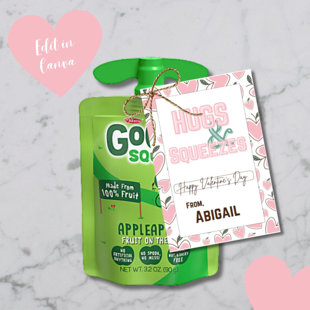 Hugs and Squeezes, Class Valentine Printable, Valentines Tag, Squeeze ...