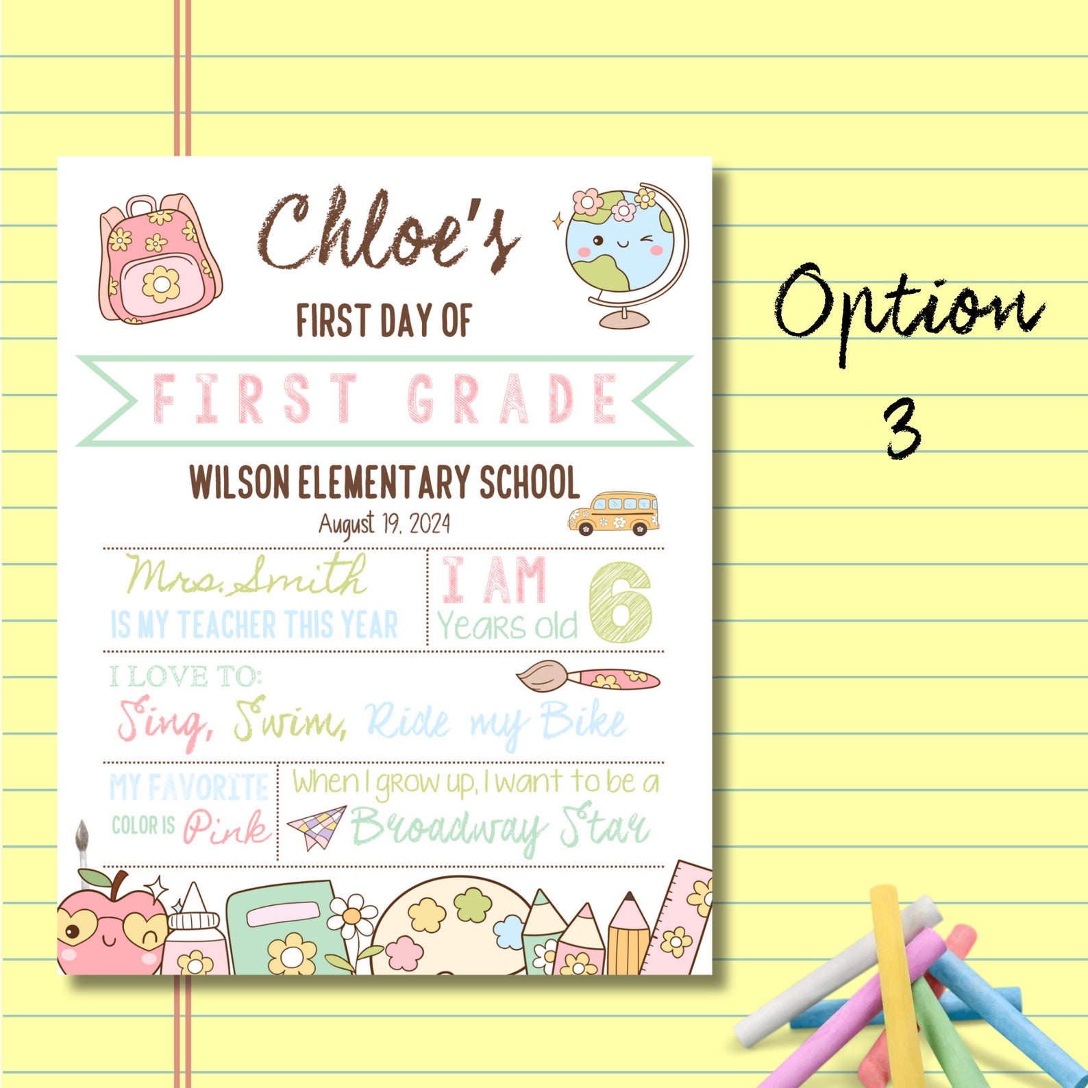 Back to School Sign, First Day of School, Kids Chalkboard Sign, Grade ...