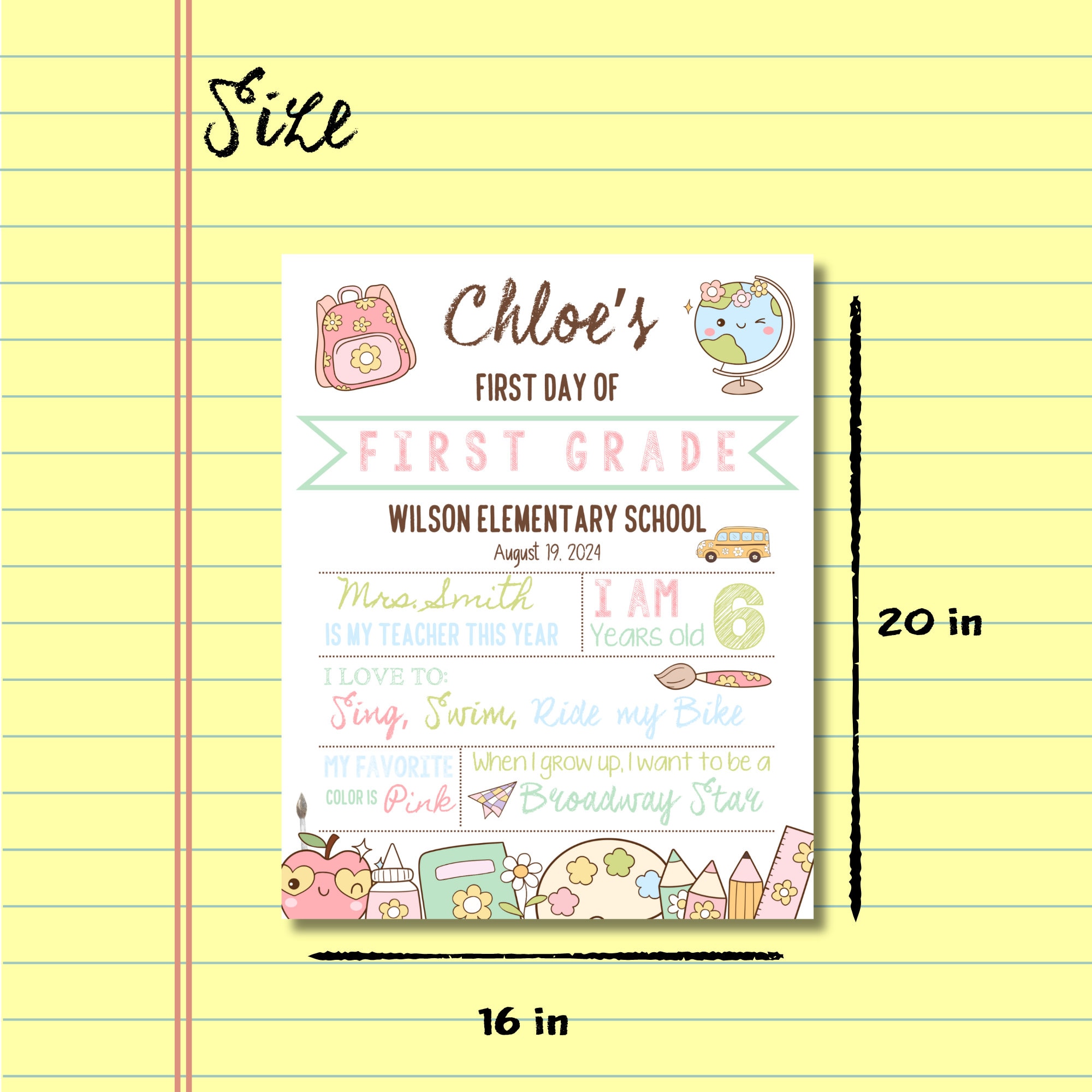 Back to School Sign, First Day of School, Kids Chalkboard Sign, Grade ...