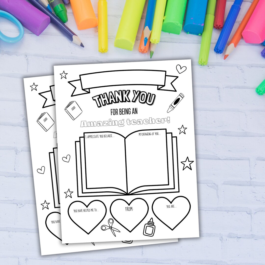 Teacher Appreciation Coloring Page, Thank You Gift (PDF Pattern) - Etsy