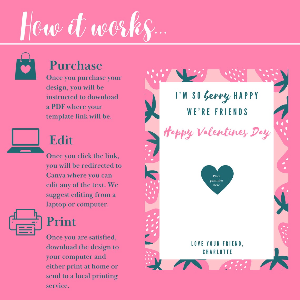 Berry Sweet Valentine, Edit in Canva, Customize Valentines Day Card, I ...