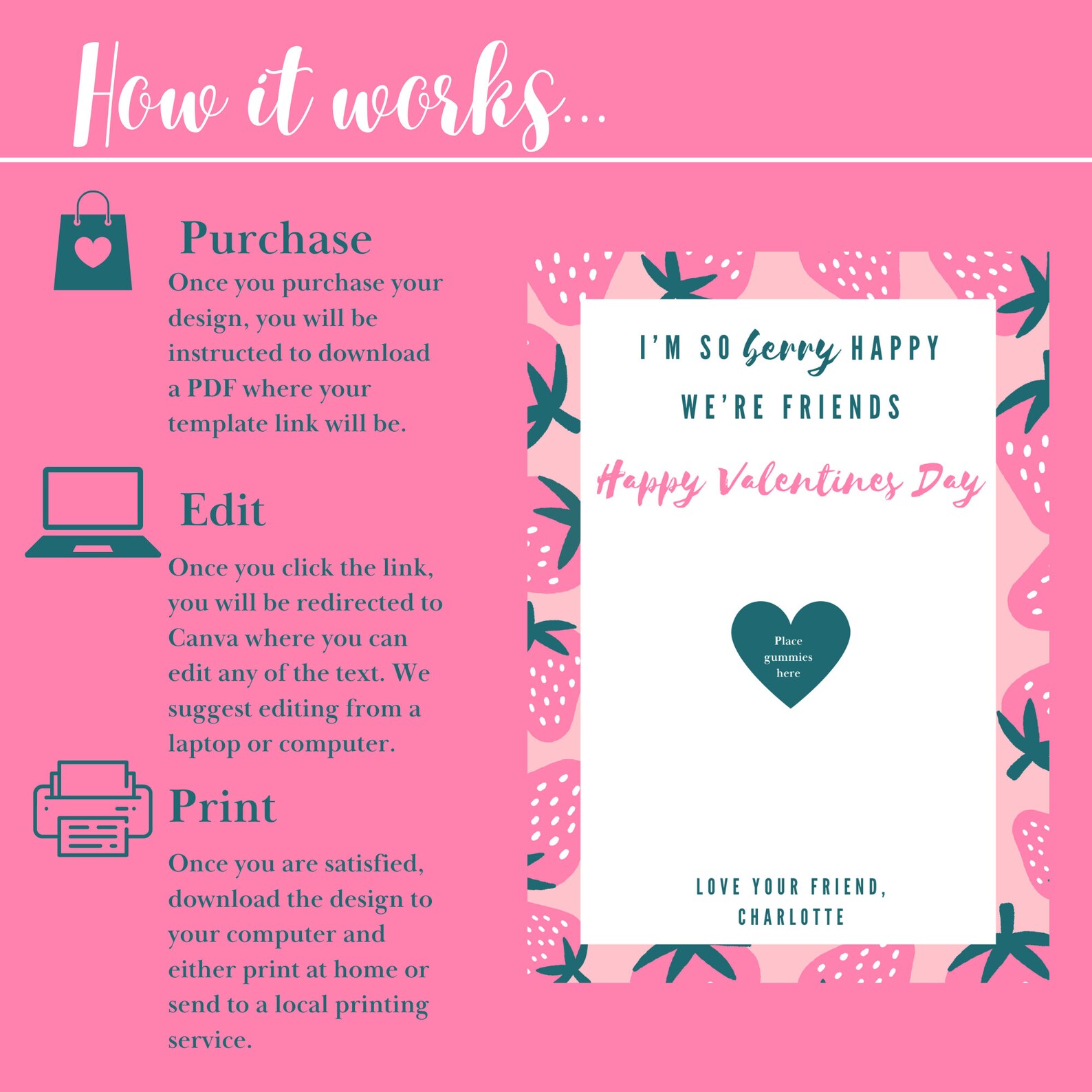 Berry Sweet Valentine, Edit in Canva, Customize Valentines Day Card, I ...