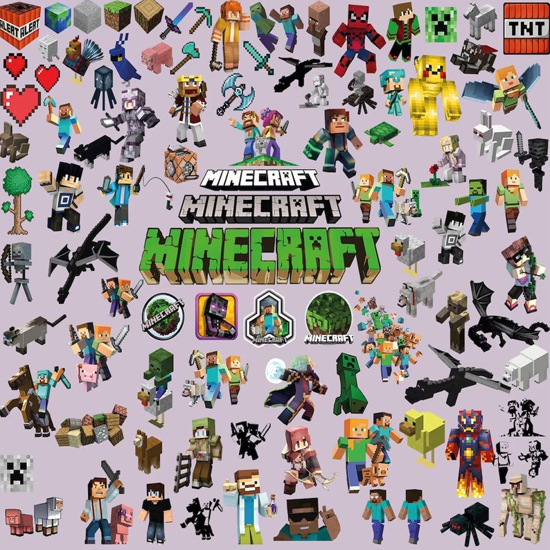 500 M.necraft SVG-PNG-PDF Bundle, Mine Png, Craft Pdf, Alex Svg ...