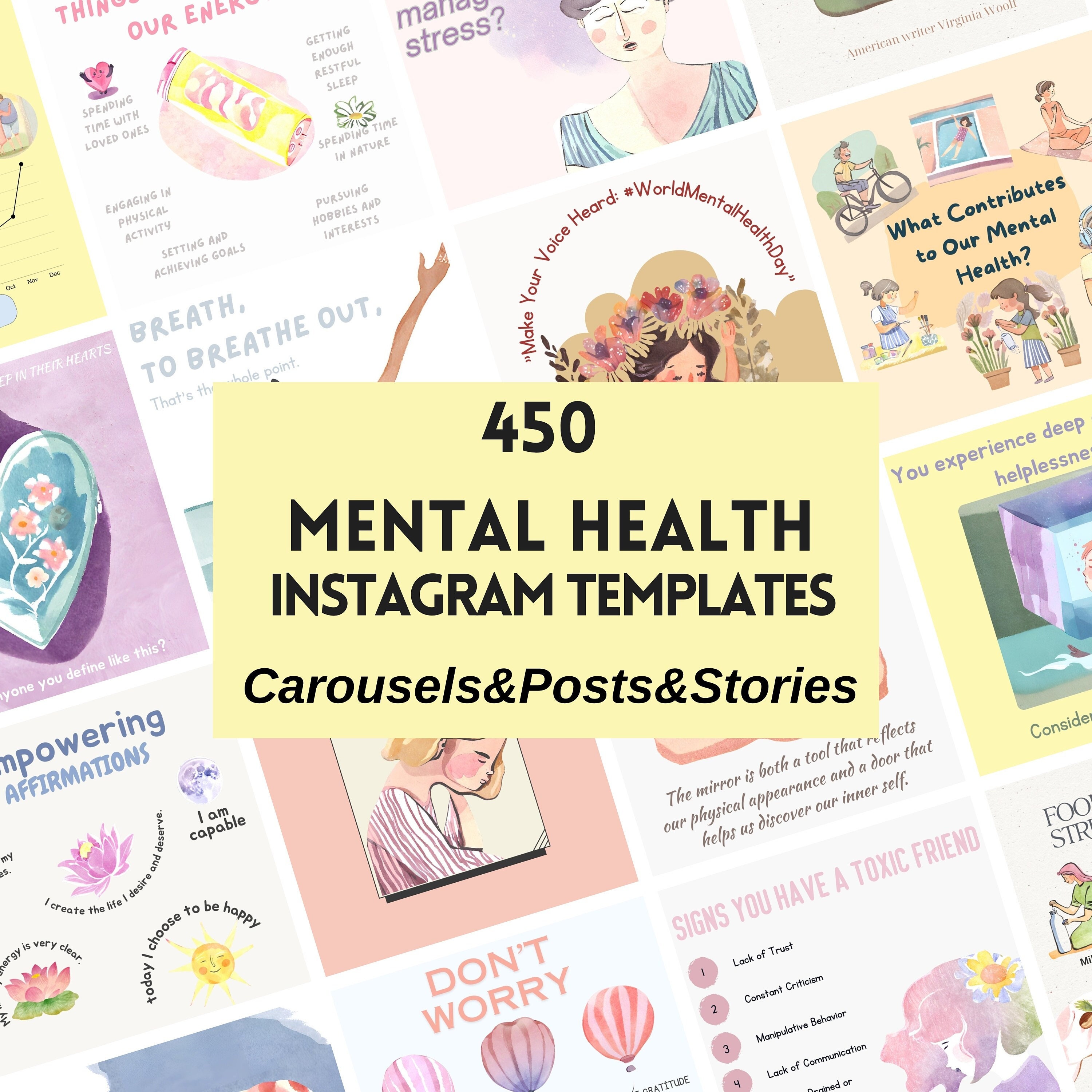 Therapist Instagram Posts, Mental Health Instagram Templates ...