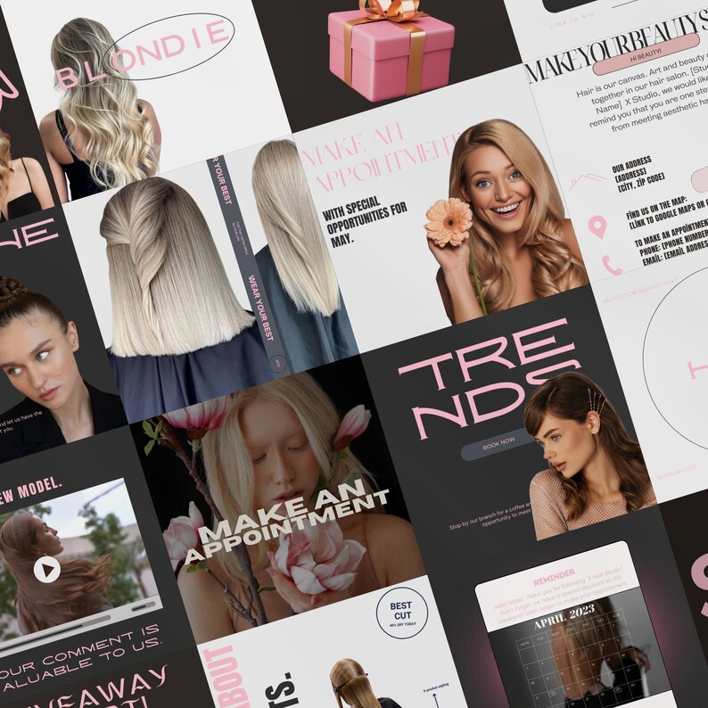 Hair Stylist Instagram Post Templates, Hair Stylist Website, Hair Care ...