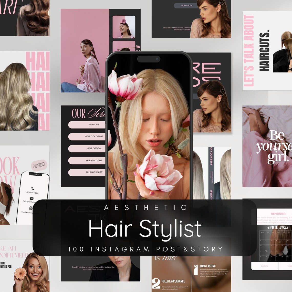Hair Stylist Instagram Post Templates, Hair Stylist Website, Hair Care ...