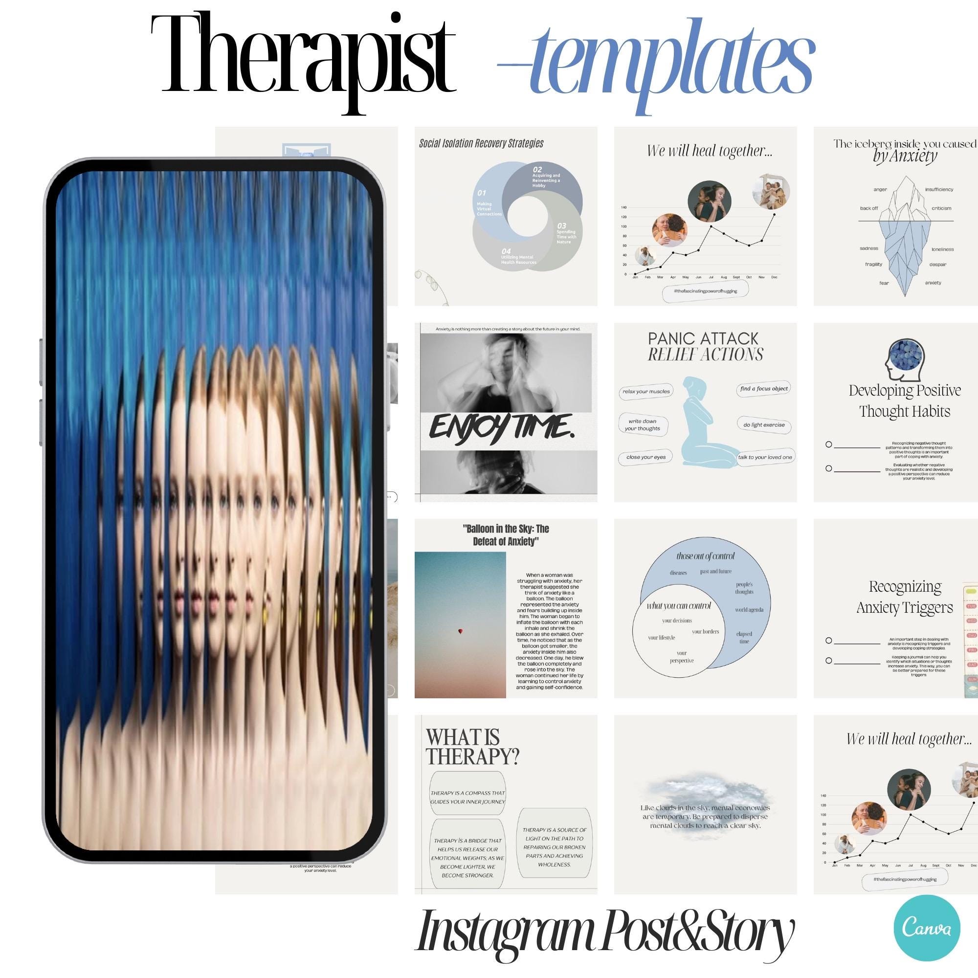 Therapist Instagram, Mental Health Instagram Template, Self Care Post ...