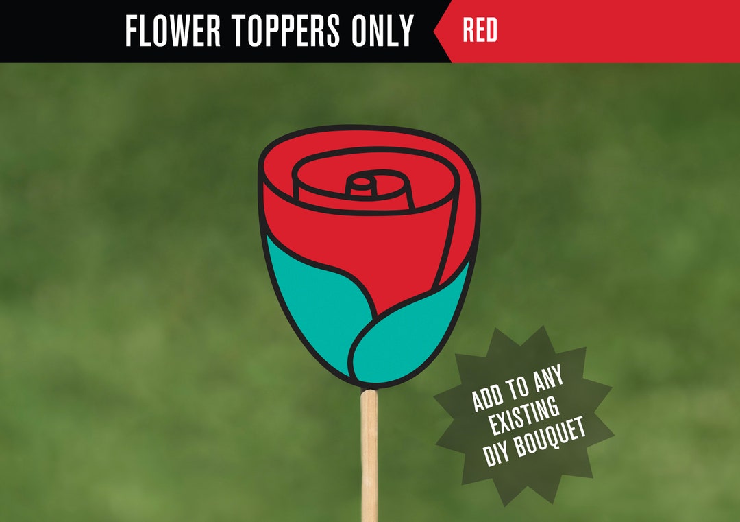 Red Flower Toppers for DIY Gift Bouquets / Teachers Gift / Gift Card ...