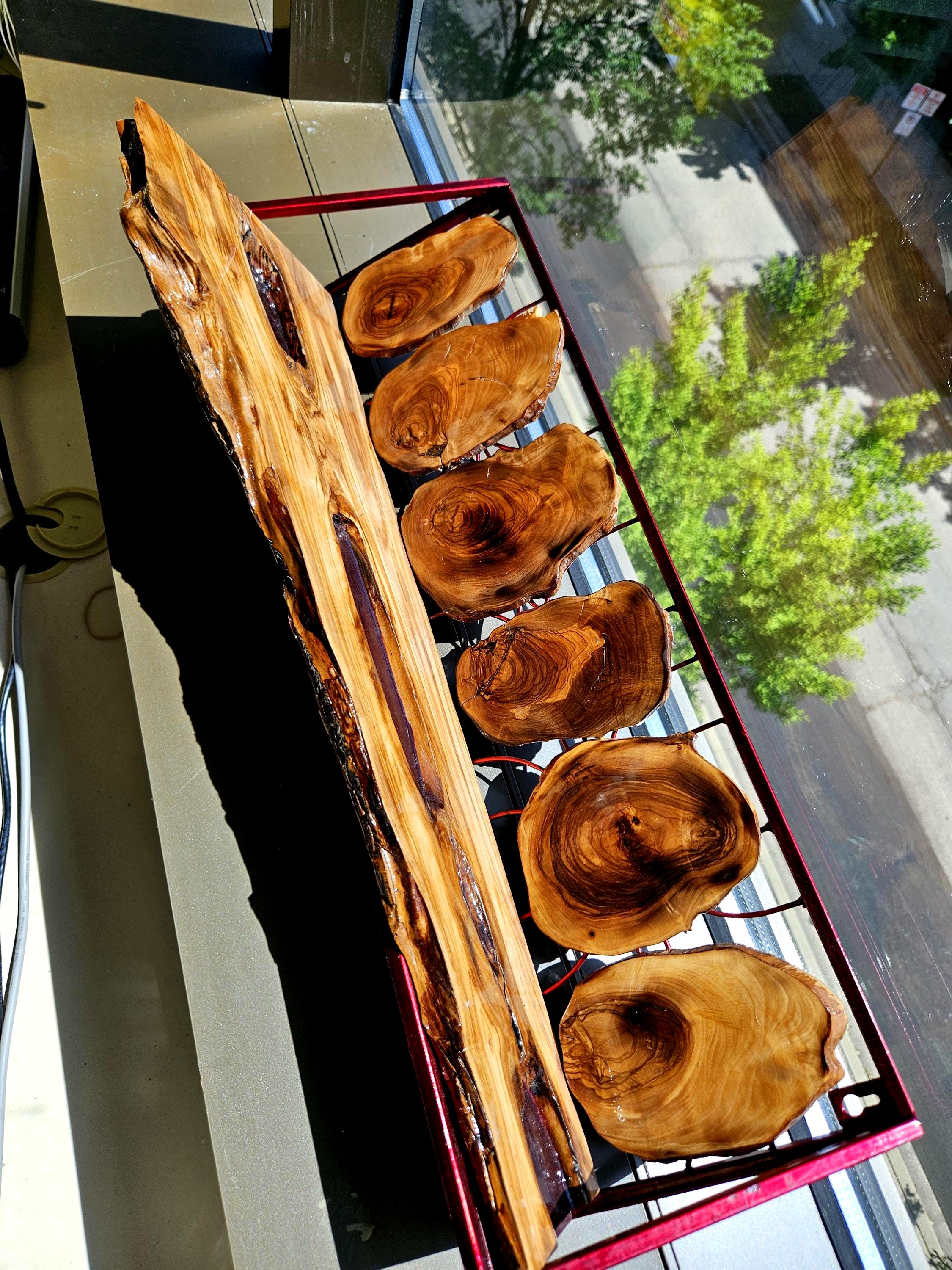 Shelves Exotic Olive Tree Slub and Costers. Handmadesolid Hard Wood ...