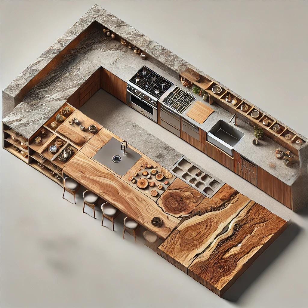 Conceptual Design for Custom Order. Wood and Granite - Etsy