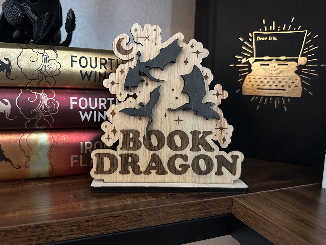 Book Dragon Bookshelf Sign, Bookish Gift, Book Decor, Dragon Book ...