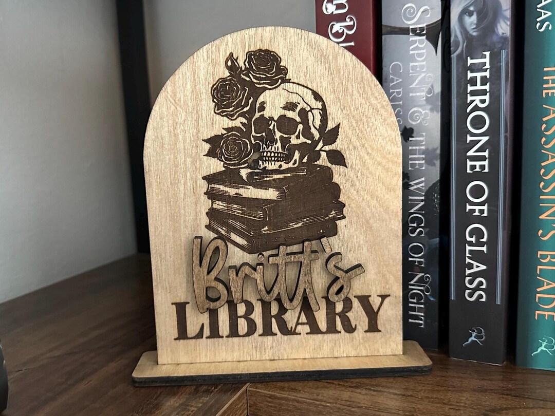 Personalized Library Sign, Skeleton Book Tee, Library Sign, Book Sign ...
