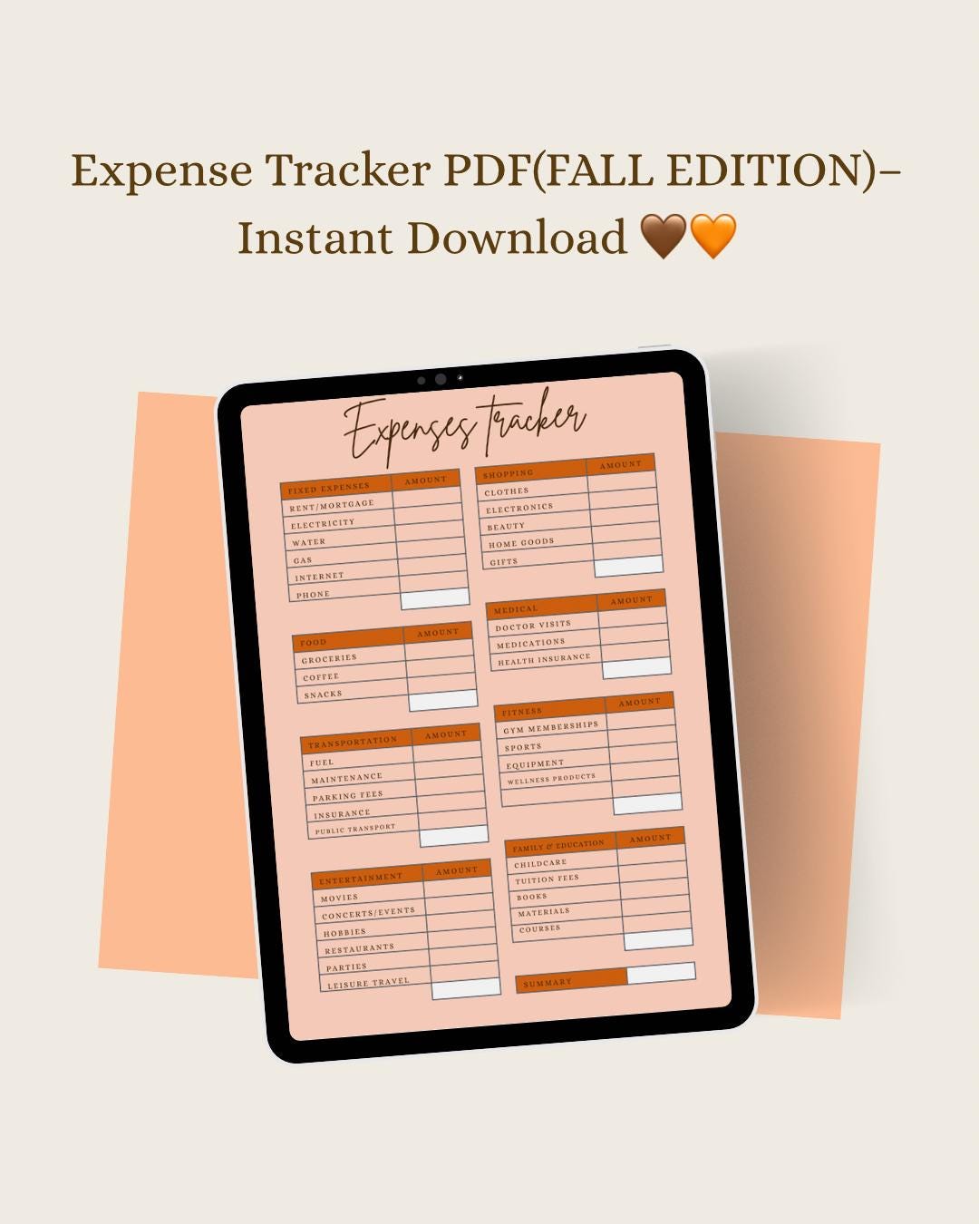 OB Expenses Tracker(fall EDITION) - Etsy