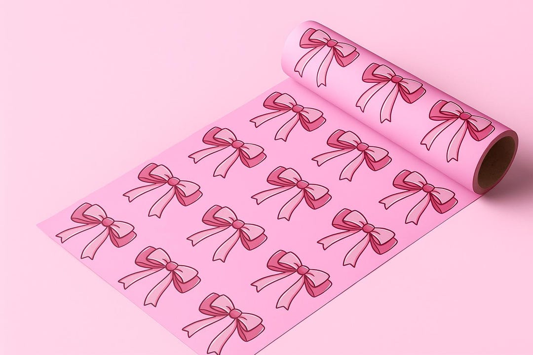 Pink Bow Wrapping Paper - Etsy