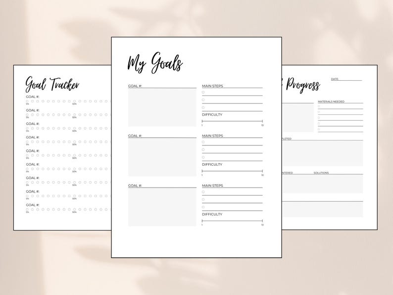 Minimalist Goal Tracker Printable | Digital Goal Setting Planner | US ...