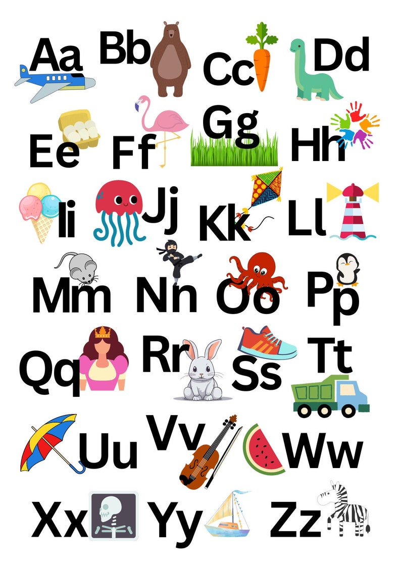 Alphabet Chart - Upper & Lower Case - Etsy