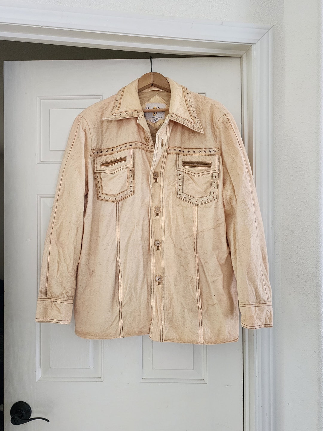 Vintage Western Button Jacket With Punch Hole Detailing - Etsy