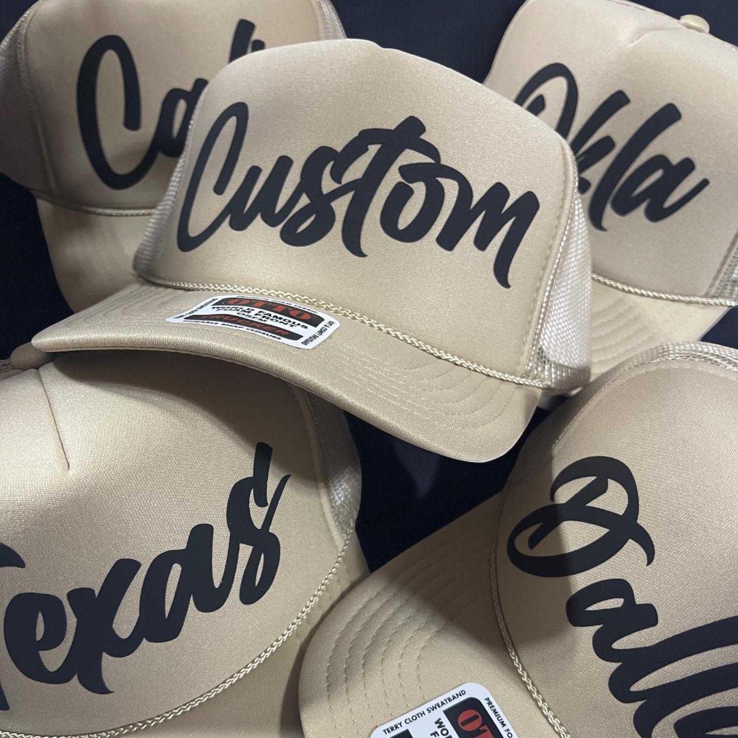 Custom PUFF Print Trucker Hat, City and State Hats, Personalized Foam ...