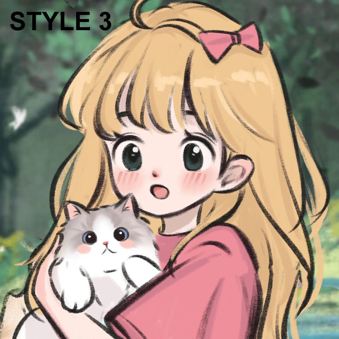 Custom Hand Drawn Anime Style Portraits, Portraits From Photo, Drawing ...