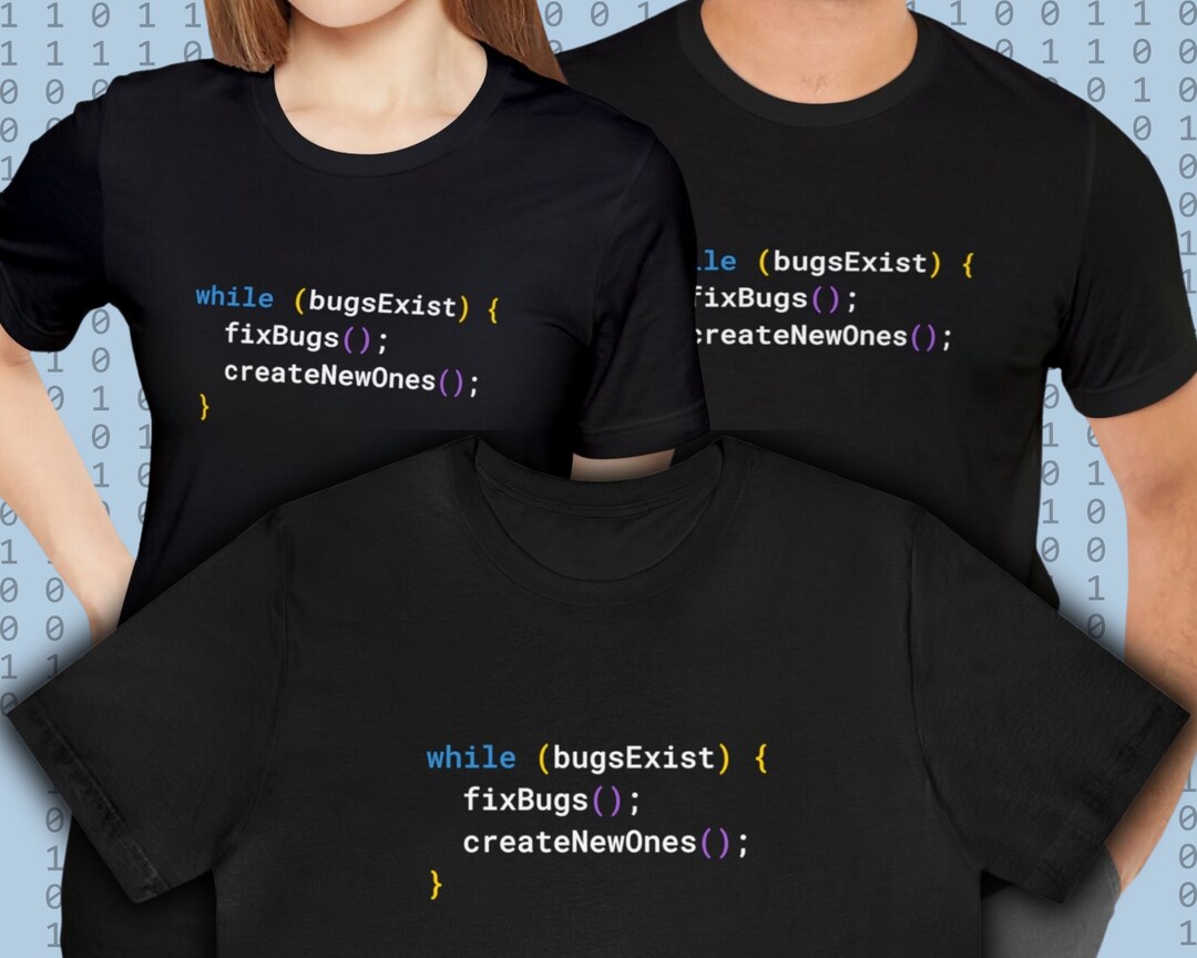 Funny Programmer T-shirt: Bug Fixing Loop - Etsy