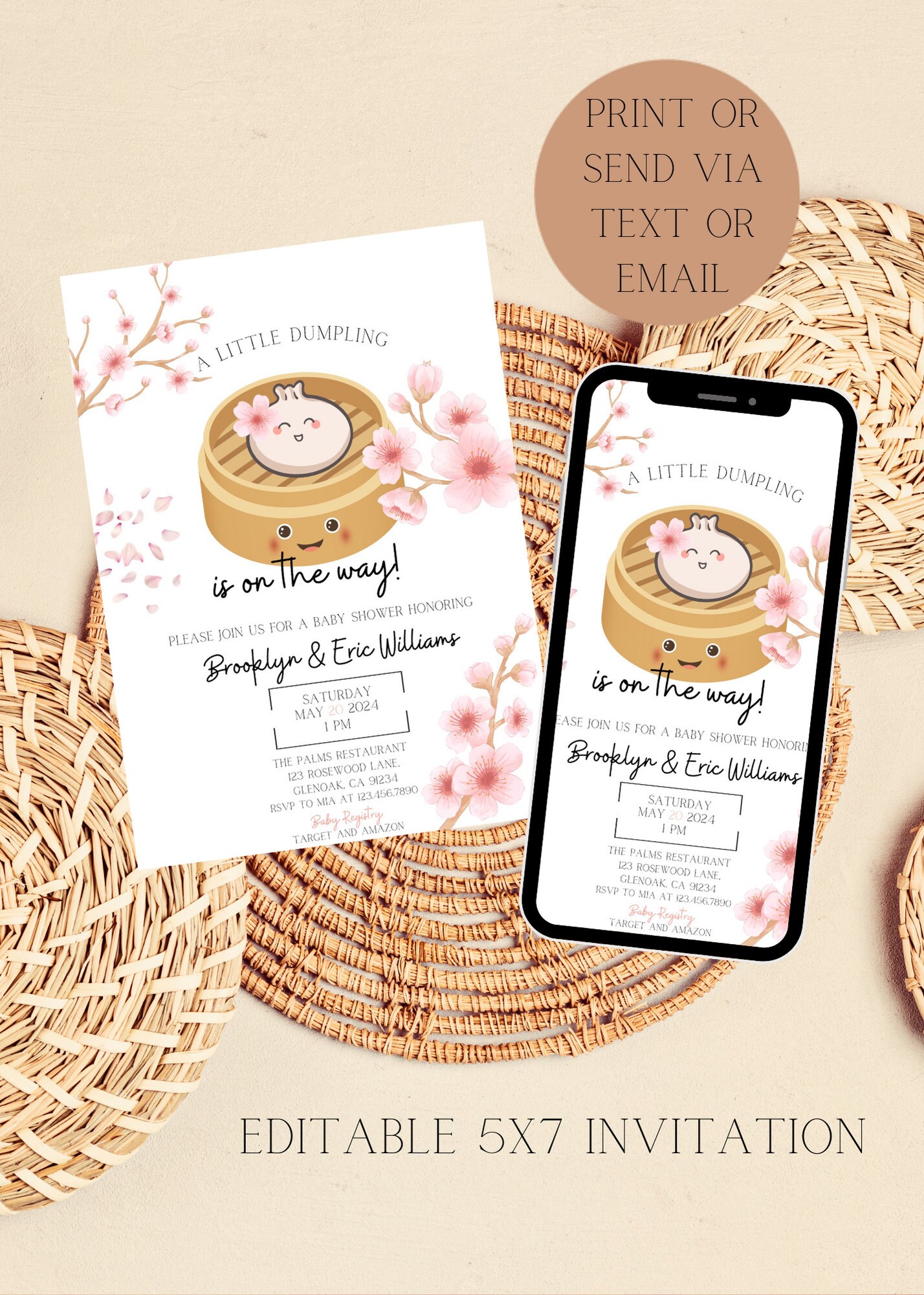 Editable Little Dumpling Baby Shower Invitation - Etsy