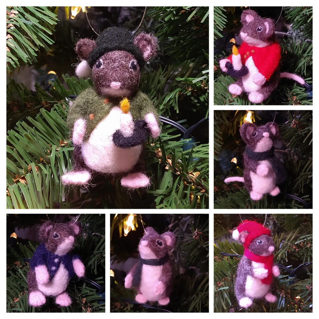 Hand Needle Felted Christmas Mice Ornaments - Etsy
