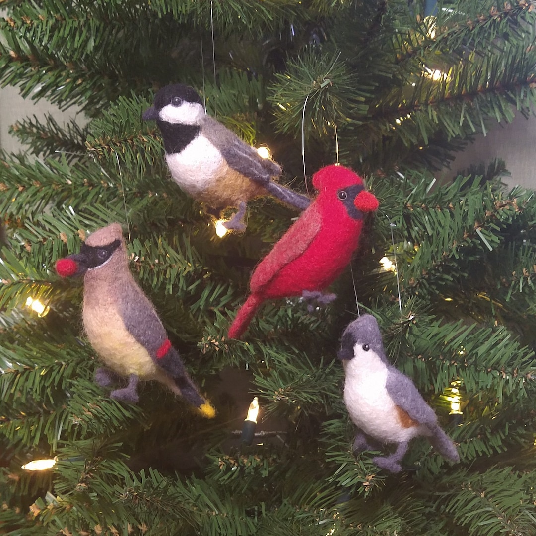 Hand Needle Felted Christmas Bird Ornament Black Capped Chickadee ...