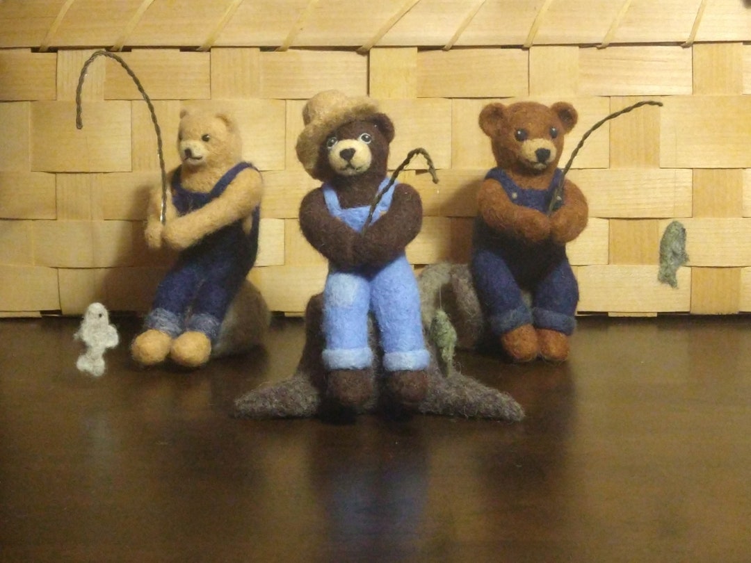 Hand Needle Felted Fishing Teddy Bears - Etsy
