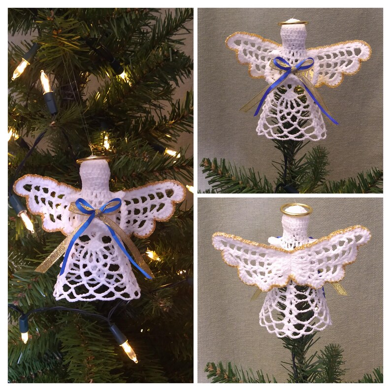 Hand Crocheted Angel Christmas Tree Topper Ornament - Etsy