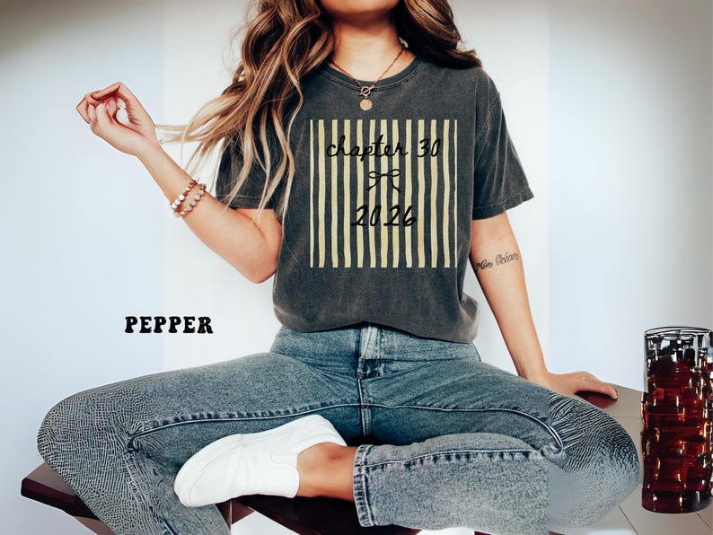 Custom Birthday Shirt, Chapter 30 Watercolor Stripes Bow Tee, Milestone ...