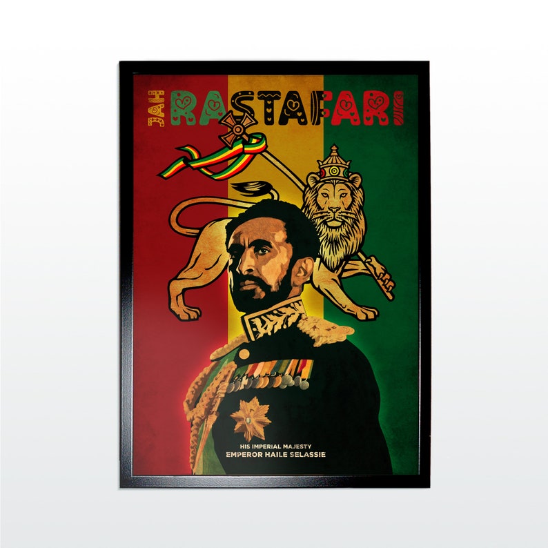 HAILE SELASSIE: Retro Style Rastafarian Poster Art Print. Finest ...