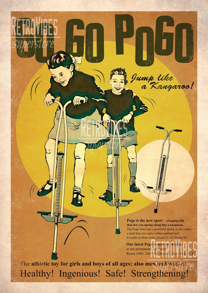 Vintage Advertising Poster: Pogo Stick. 1950s Retro Style Art Print NOT ...