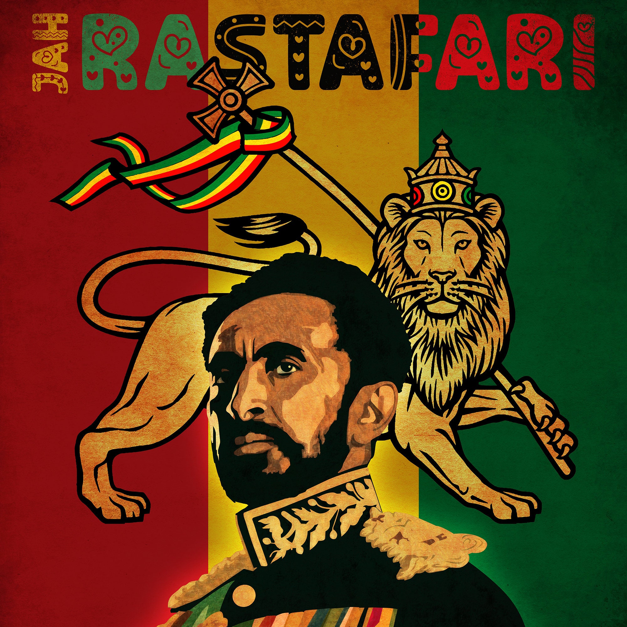 HAILE SELASSIE: Retro Style Rastafarian Poster Art Print. Finest ...